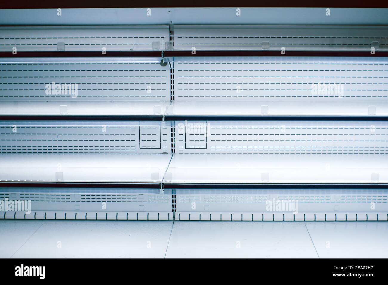 empty shelves in a hypermarket in a store , lack of goods sale ...