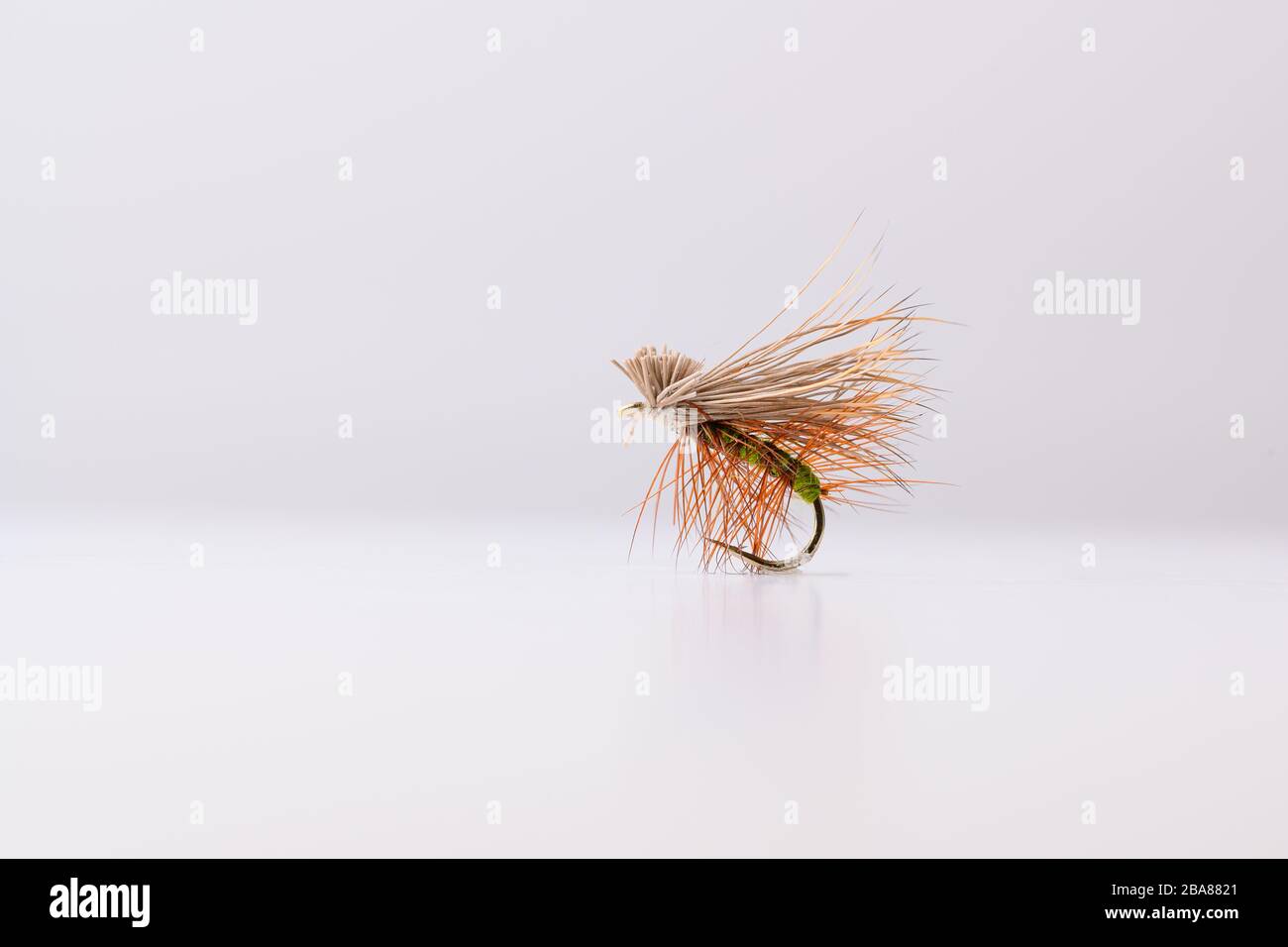 Upstream Dry Trout fly fishing Fly Pattern Elk Hair Caddis Stock Photo ...