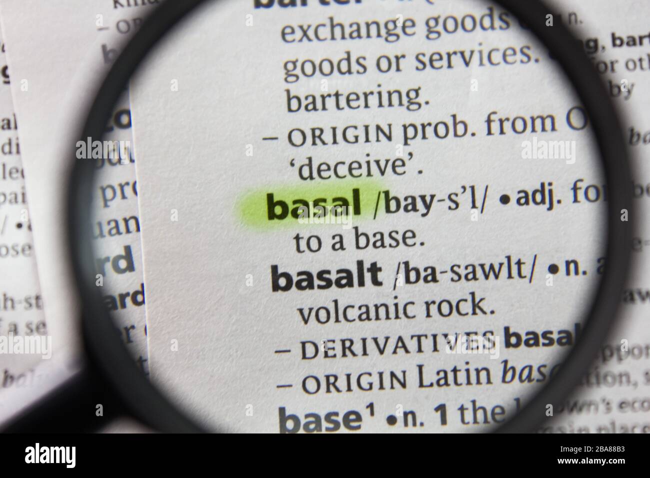 The word or phrase basal in a dictionary Stock Photo - Alamy