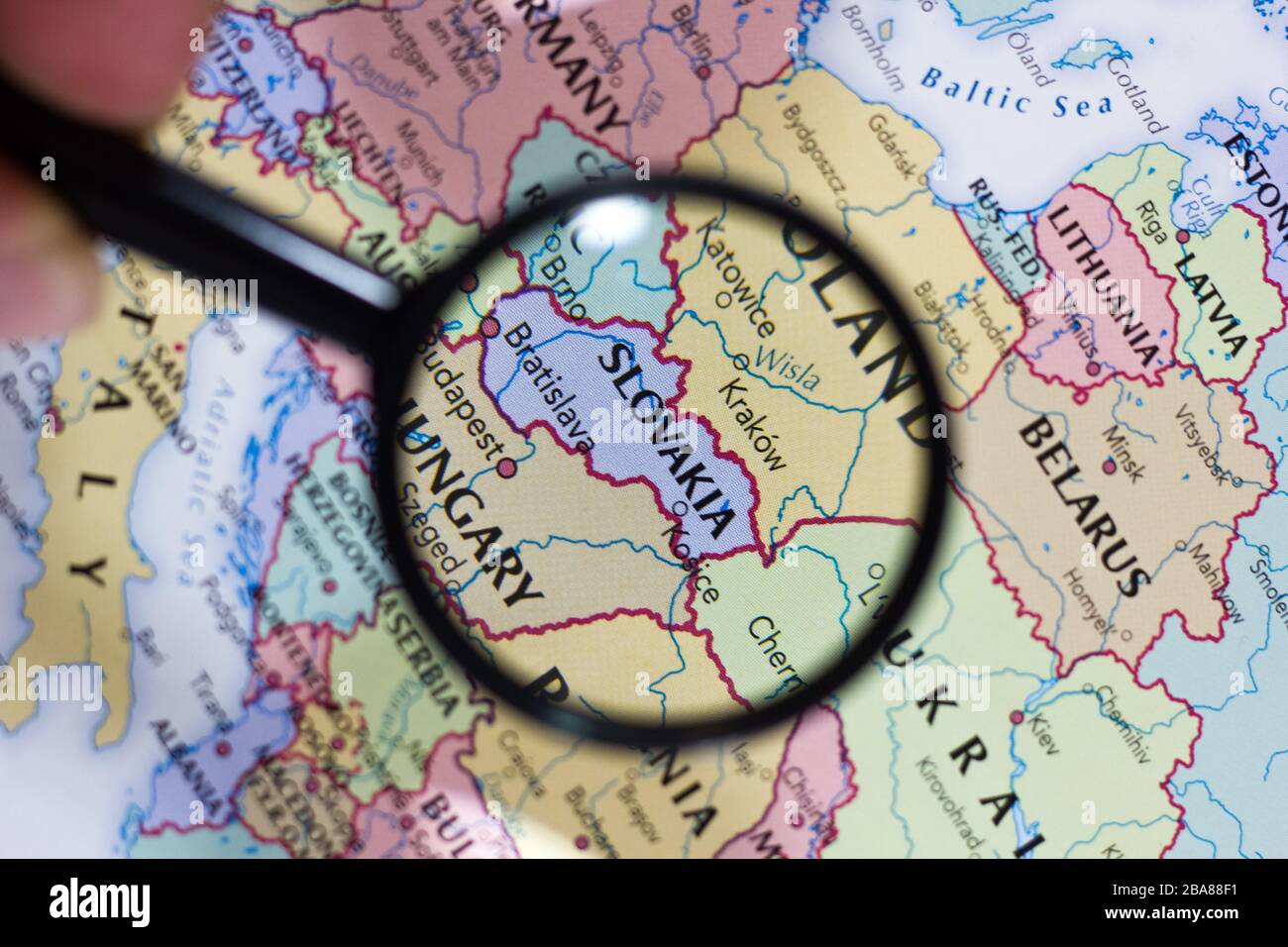 Slovakia on the map of the world or atlas Stock Photo - Alamy