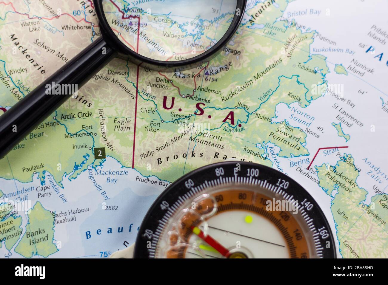 United States of America or USA on the map of the world or atlas Stock ...