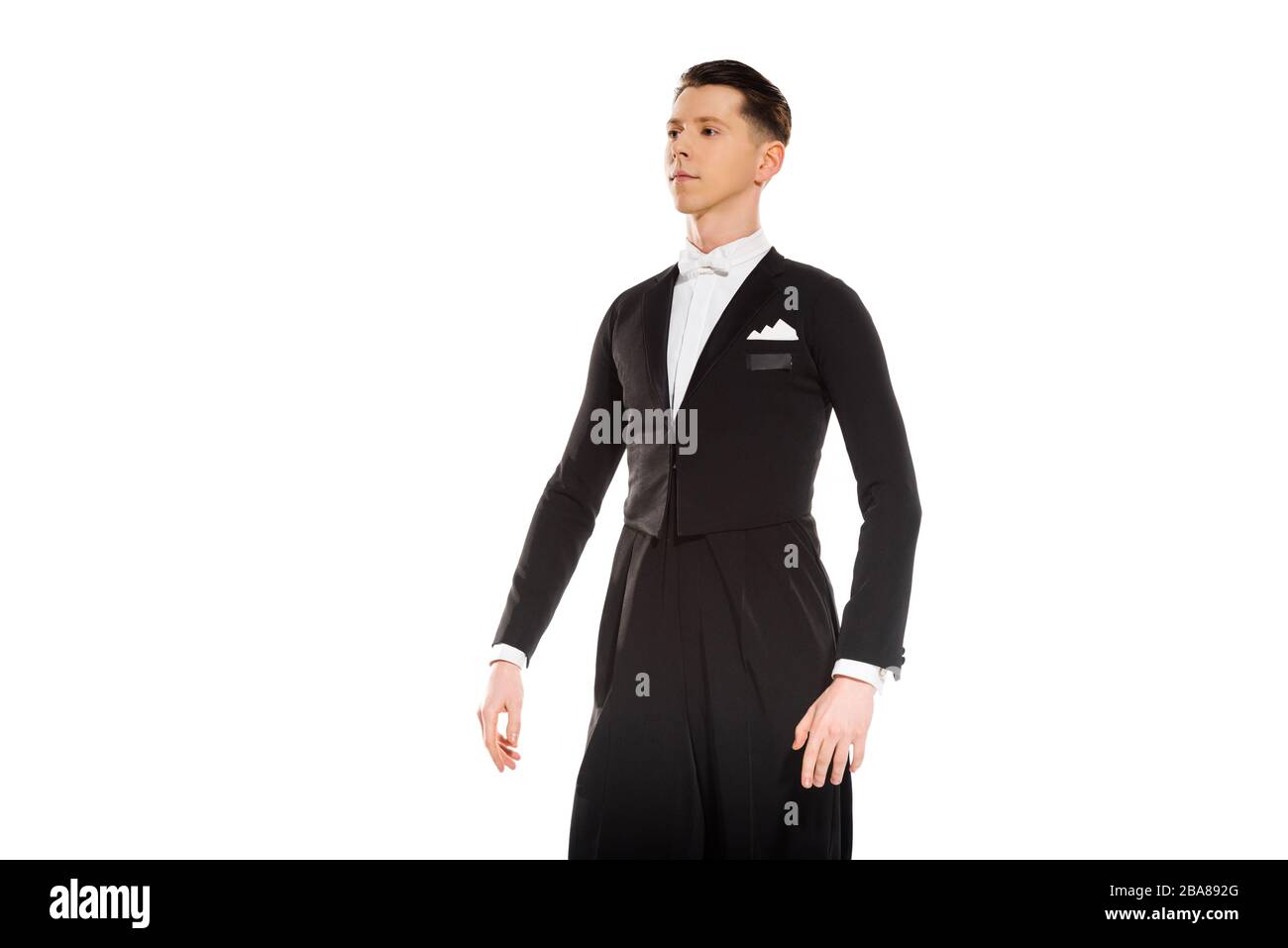 elegant young ballroom dancer in suit isolated on white Stock Photo - Alamy
