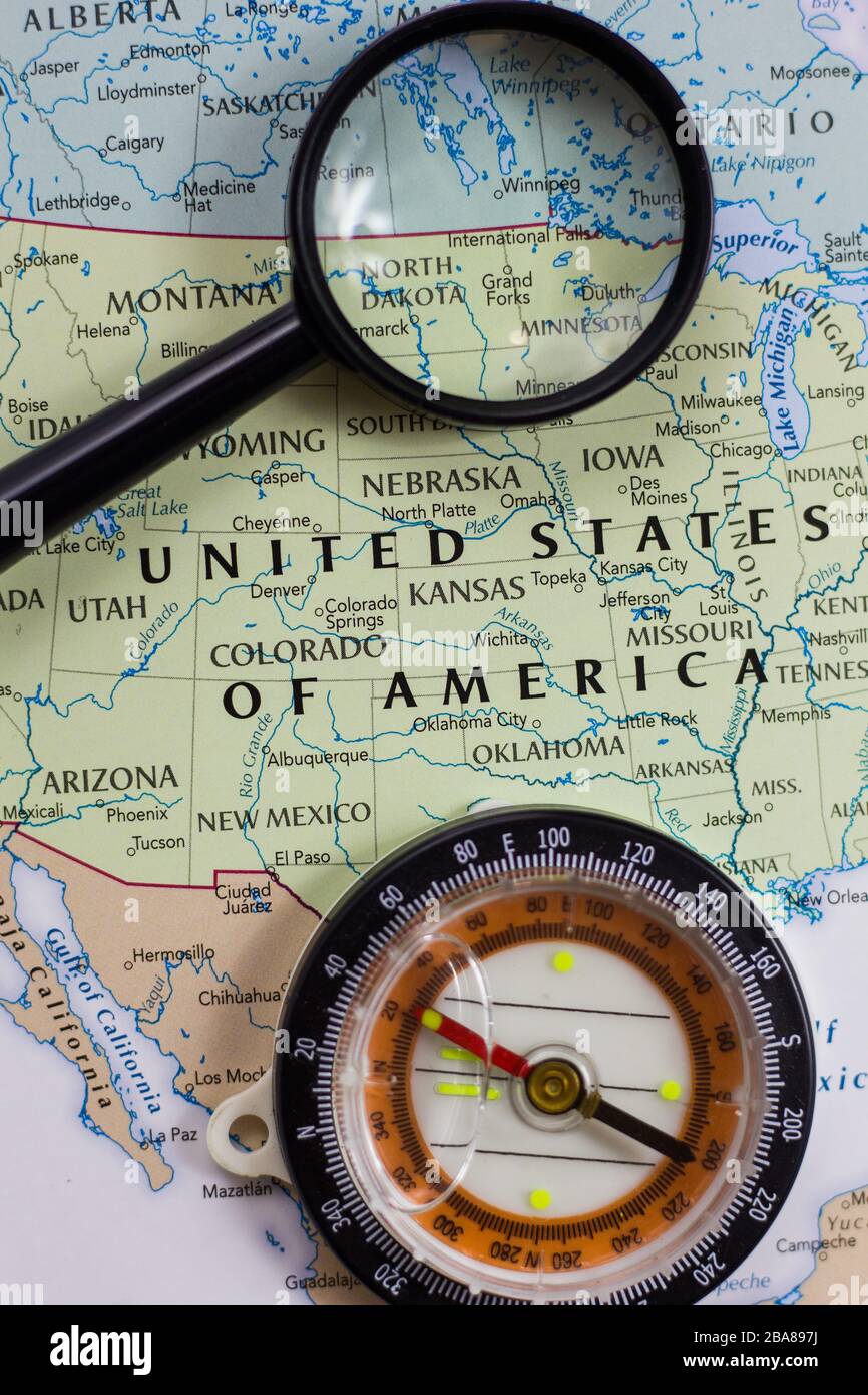 United States of America or USA on the map of the world or atlas Stock ...