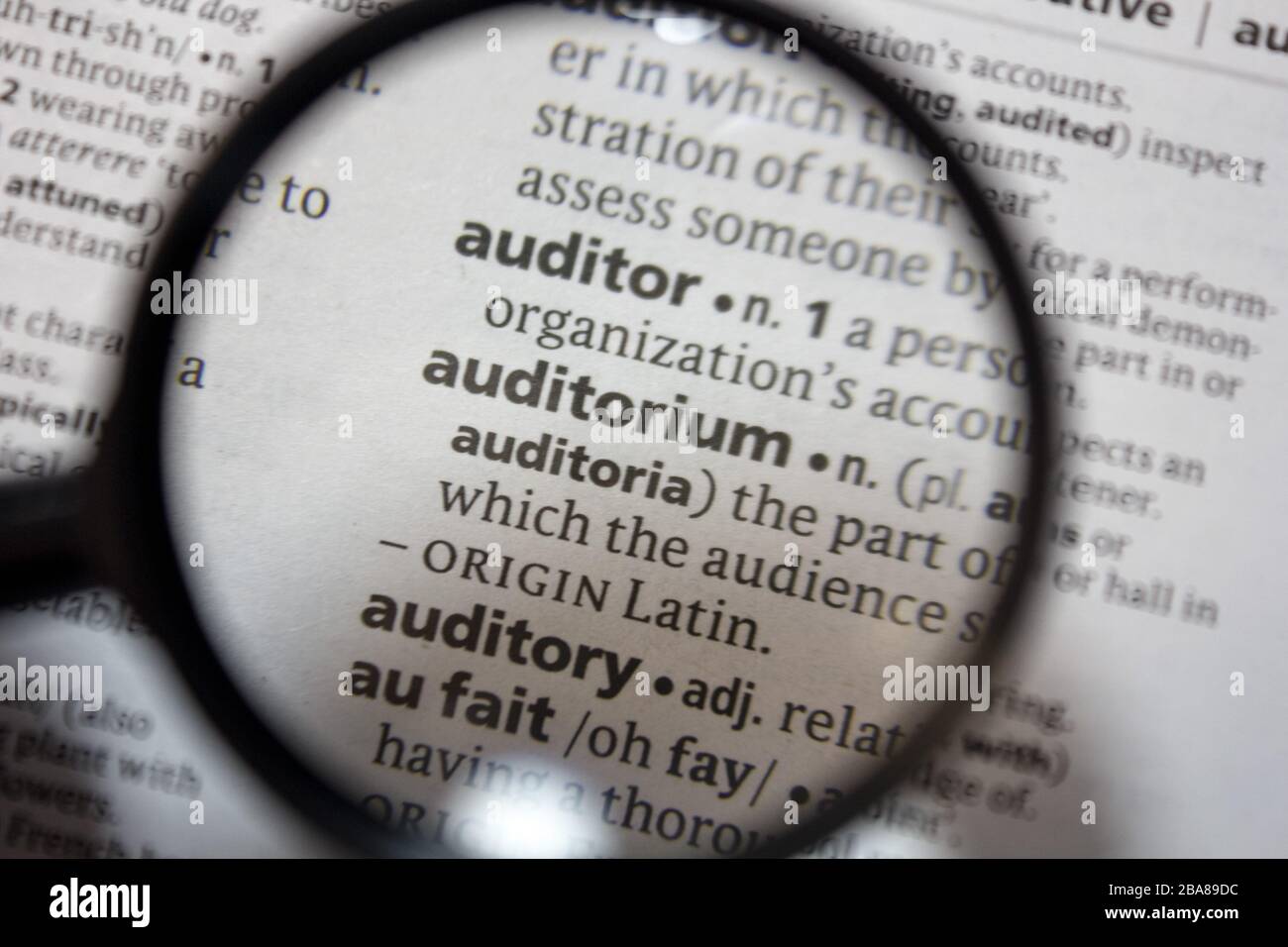 The word of phrase auditorium in a dictionary Stock Photo - Alamy