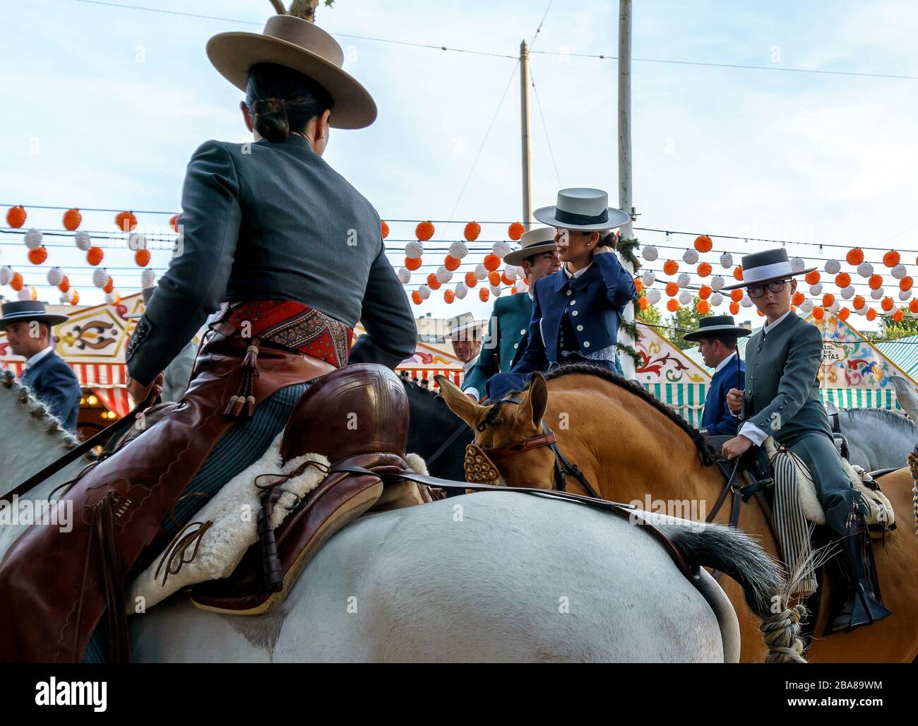Beautiful woman rider on horseback dressed in traditional costumes at ...