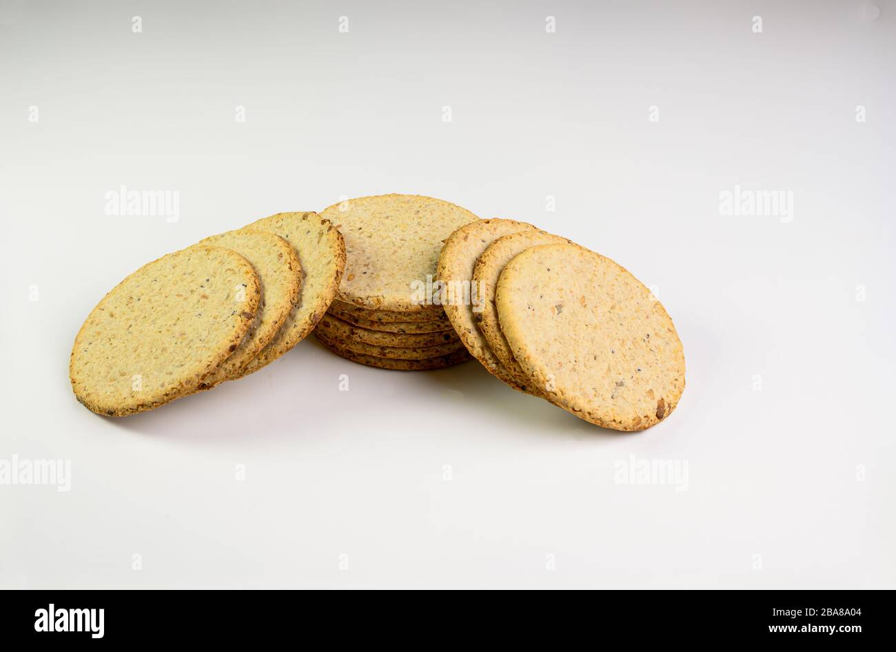 Home baked traditional Scottish oak cakes on white background Stock ...