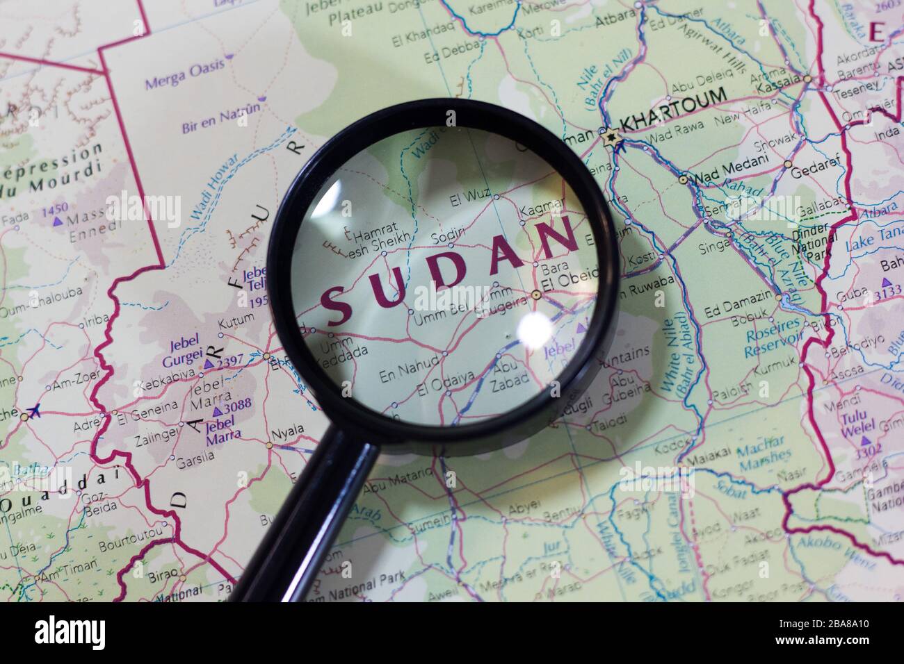 Sudan on the map of the world or atlas Stock Photo - Alamy