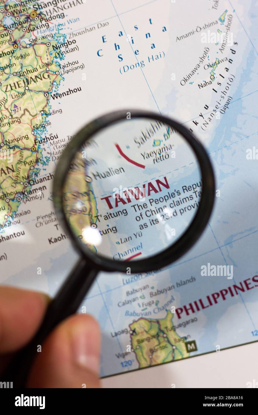 Taiwan on the map of the world or atlas Stock Photo - Alamy