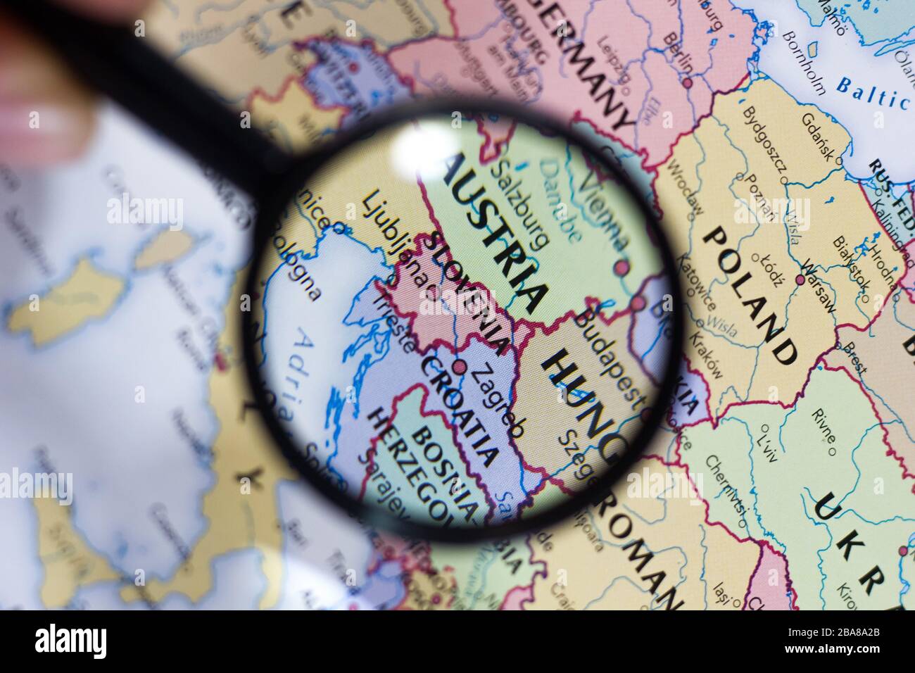 Slovenia on the map of the world or atlas Stock Photo - Alamy