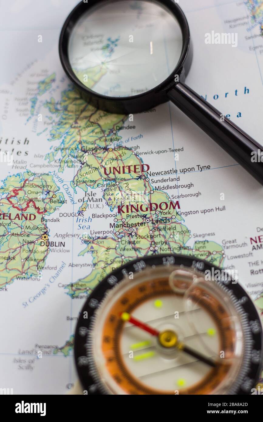 United Kingdom on the map of the world or atlas Stock Photo - Alamy