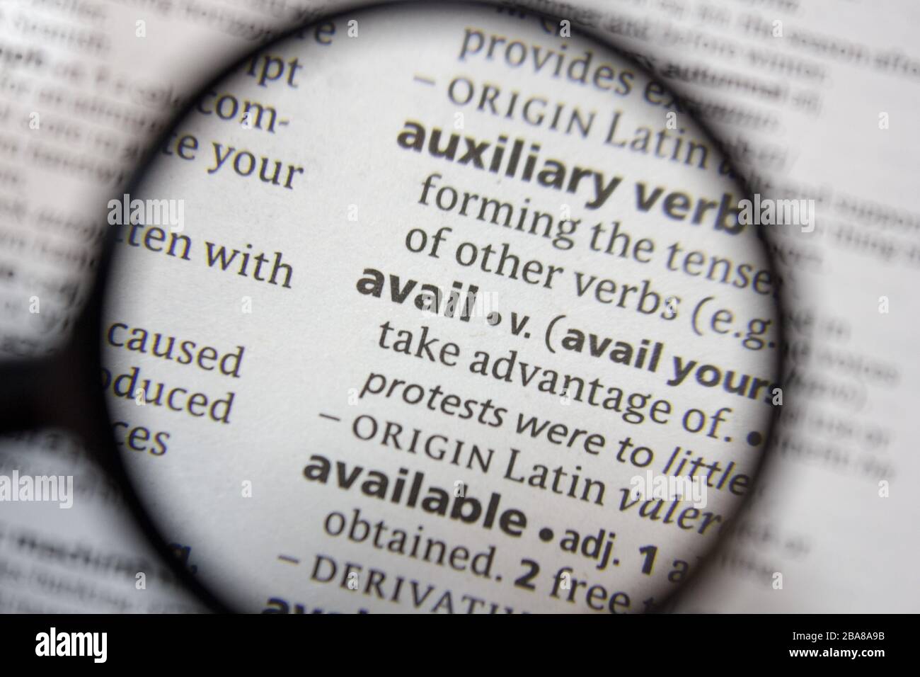 The word of phrase avail in a dictionary Stock Photo - Alamy