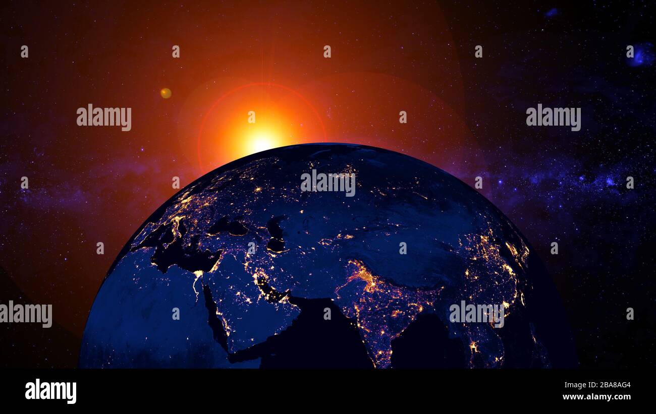 Planet Earth with a spectacular sunset "Elements of this image ...