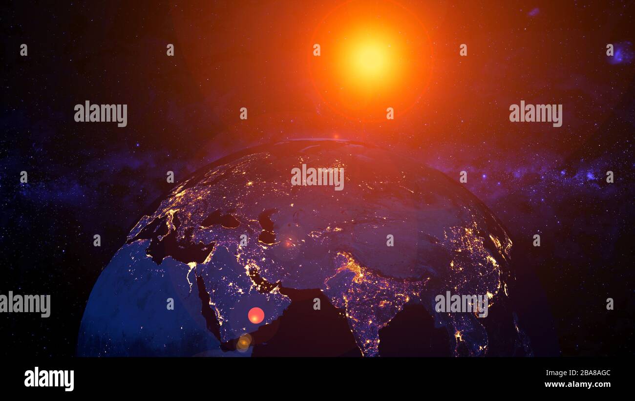 Planet Earth with a spectacular sunset "Elements of this image ...