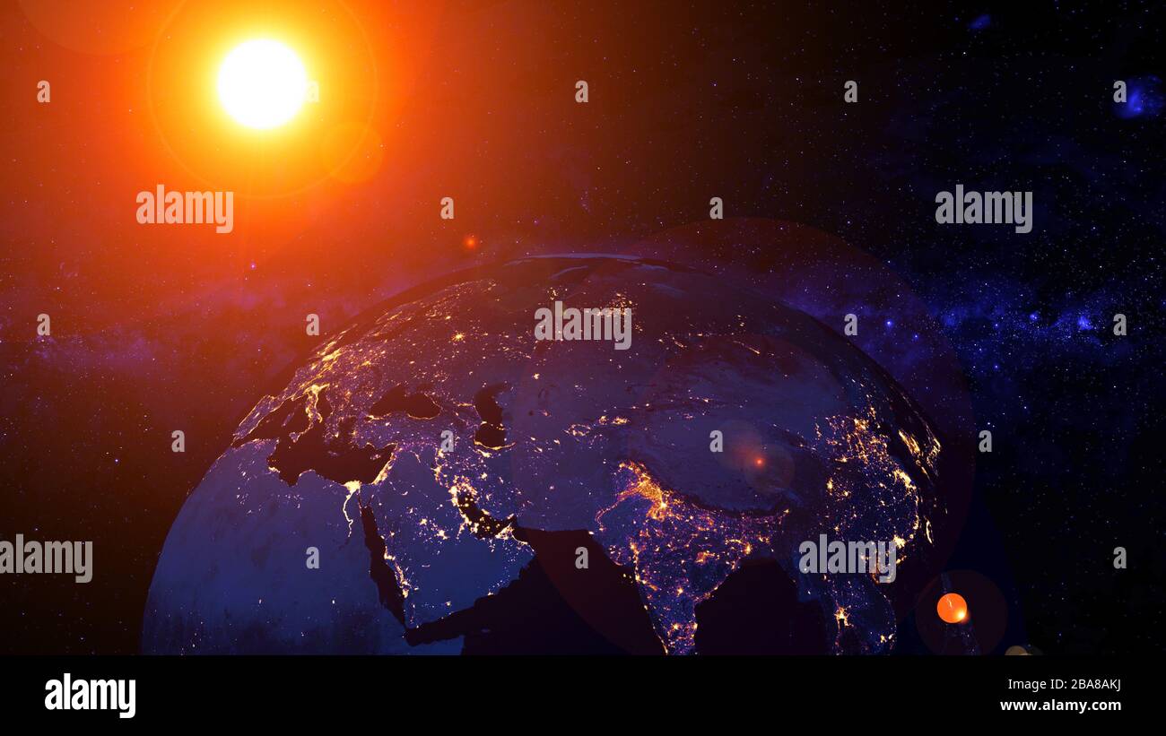 Planet Earth with a spectacular sunset "Elements of this image ...