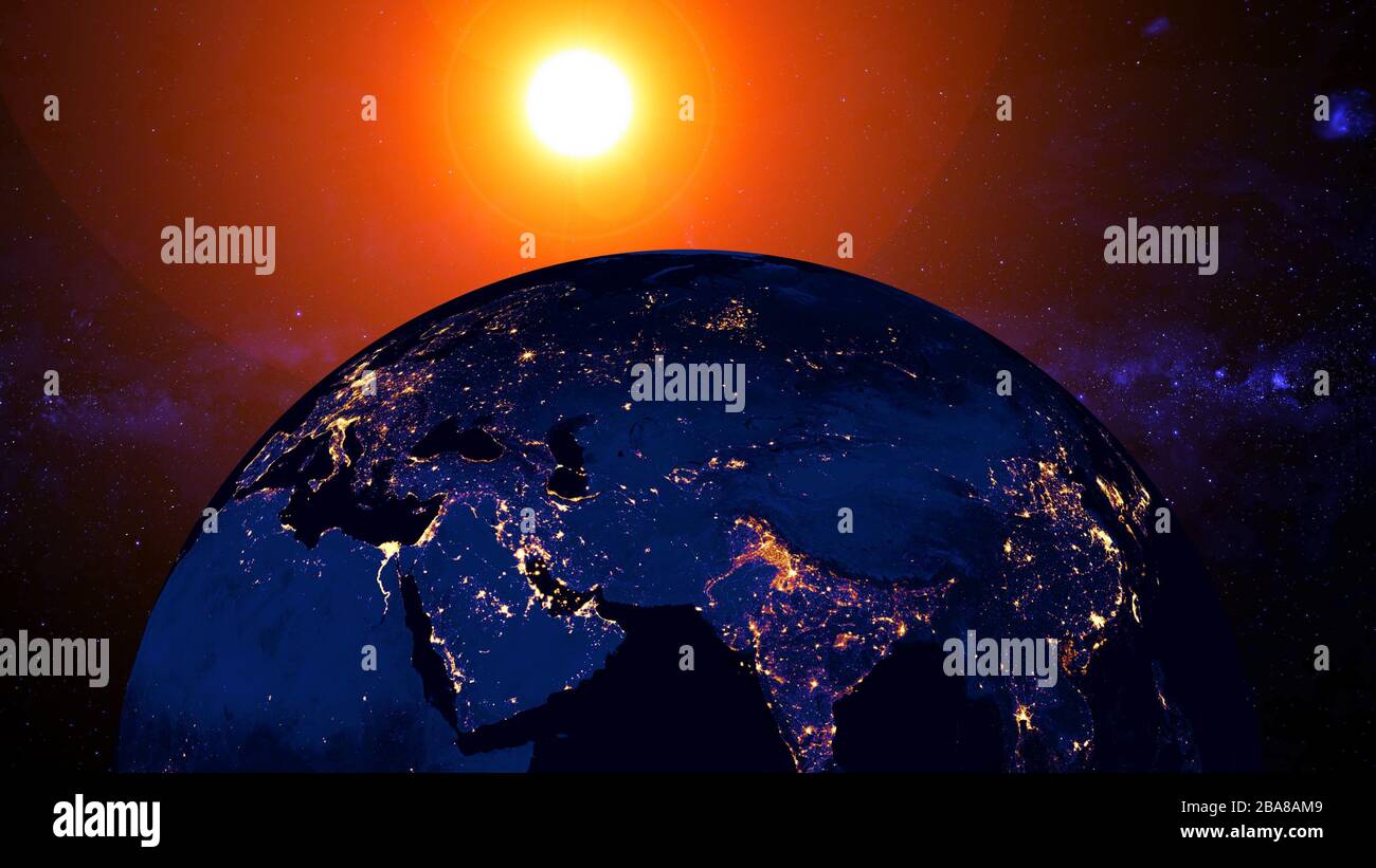Planet Earth with a spectacular sunset "Elements of this image ...