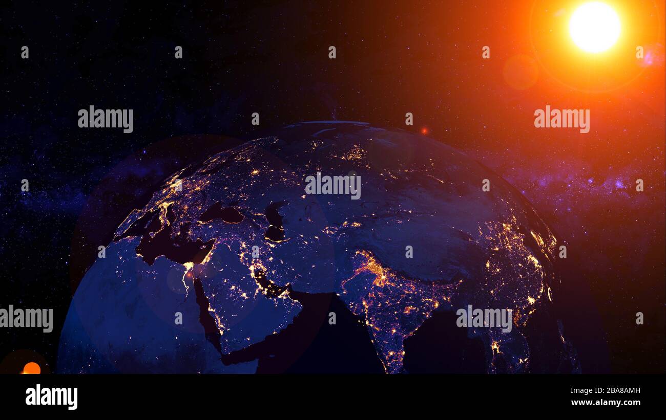Planet Earth with a spectacular sunset "Elements of this image ...