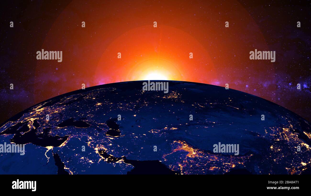 Planet Earth with a spectacular sunset "Elements of this image ...