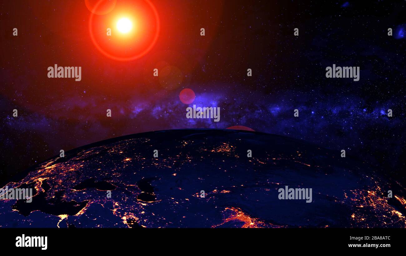 Planet Earth with a spectacular sunset "Elements of this image ...
