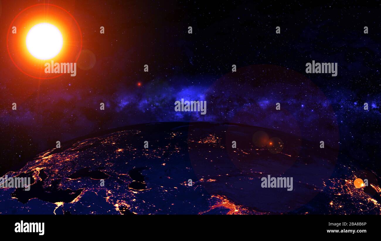 Planet Earth with a spectacular sunset "Elements of this image ...