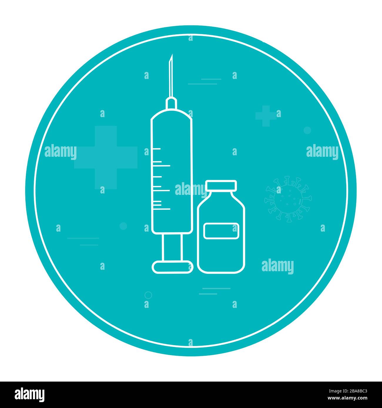Syringe, injection and vial icon with outline style. Vaccine, medical ...