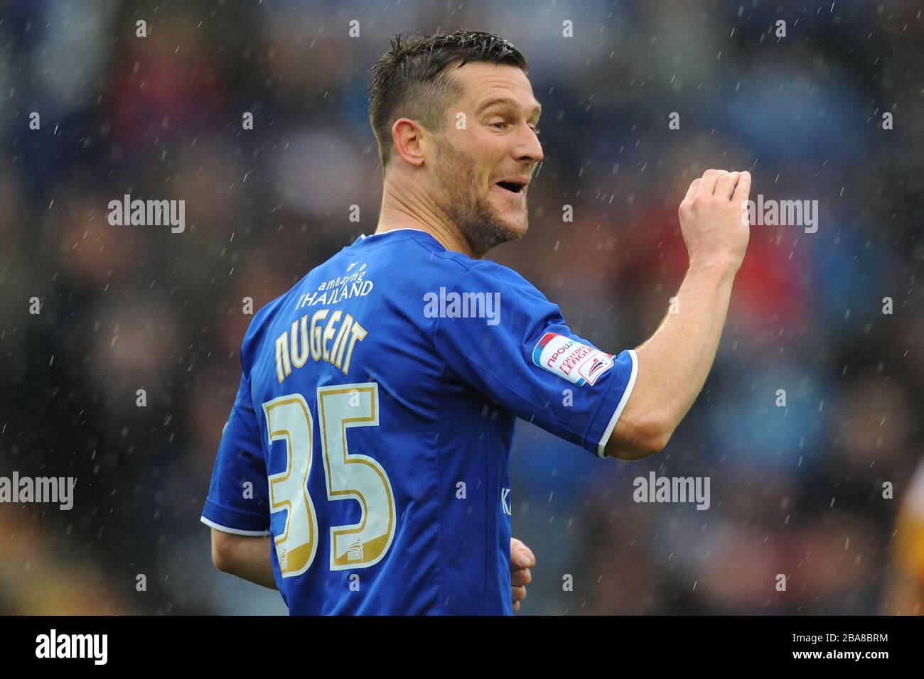Leicester City's David Nugent celebrates his first goal Stock Photo - Alamy