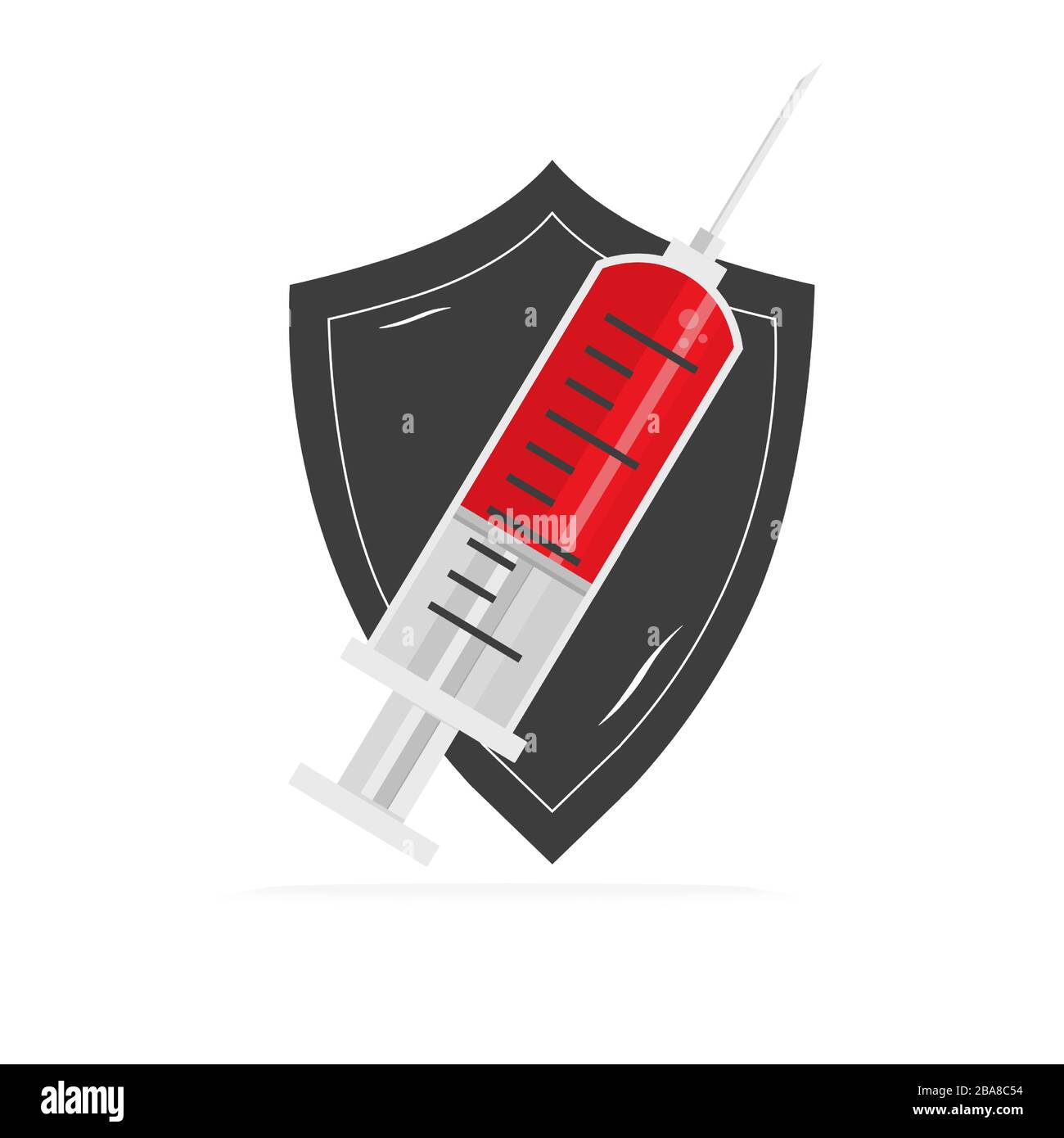 Syringe, injection and shield sign. Vaccine, medical, epidemic disease ...