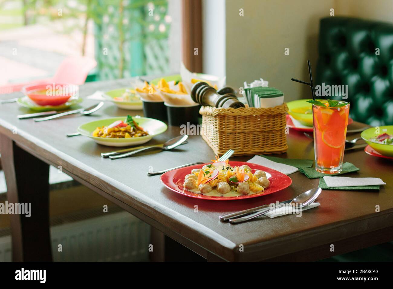 Table in a restaurant served for eating, great image for your needs ...