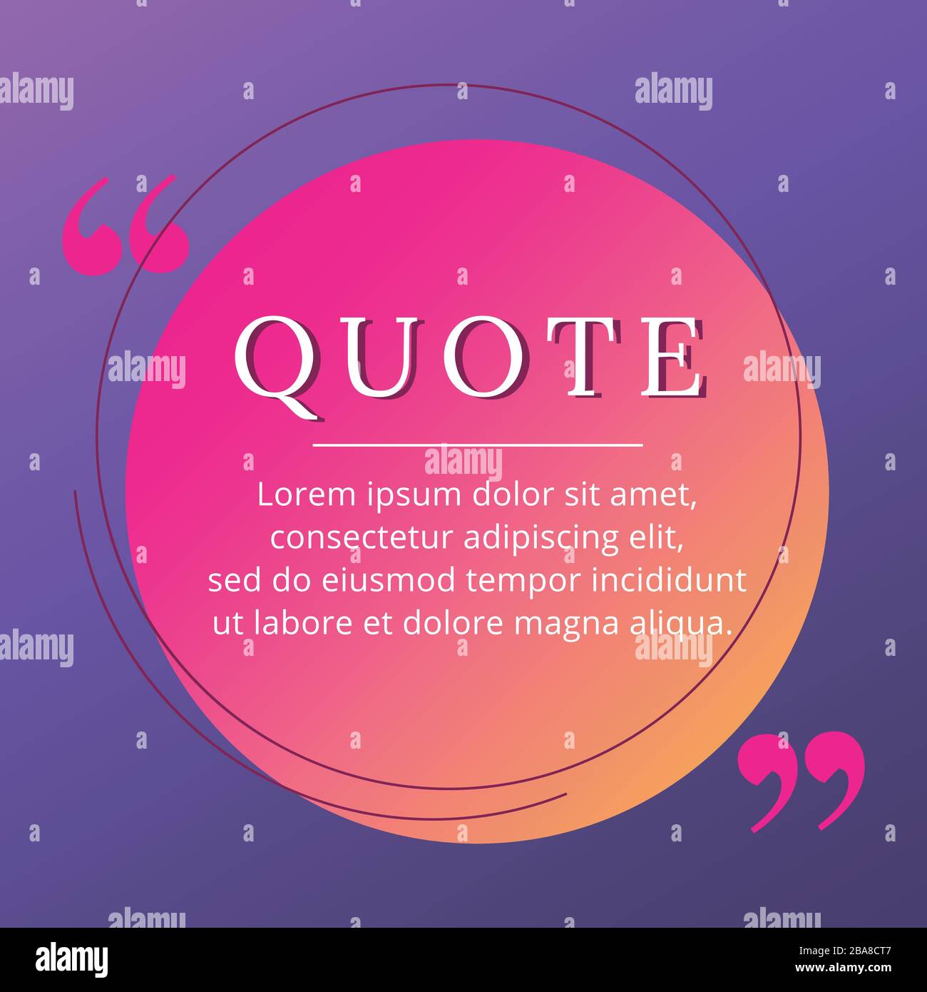 Quote blank frame vector template. Pink and orange gradient speech bubble. Quotation, citation ...