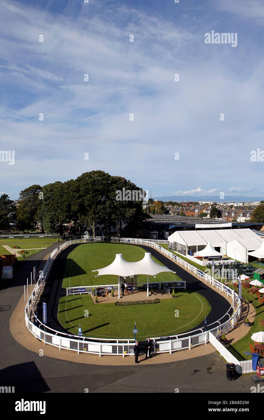 General view of the parade ring at Ayr Racecourse Stock Photo - Alamy