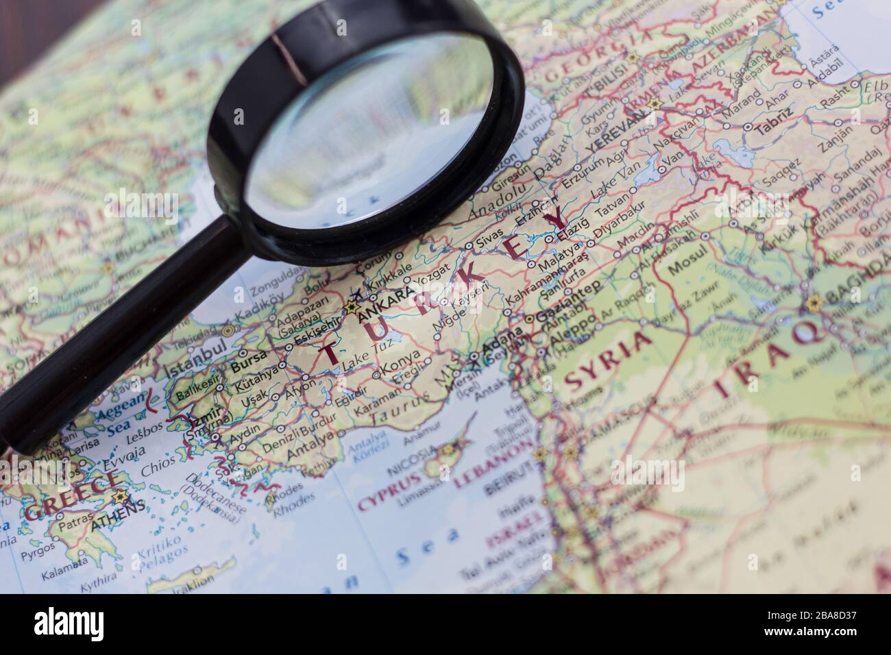 Turkey on the map of the world or atlas Stock Photo - Alamy