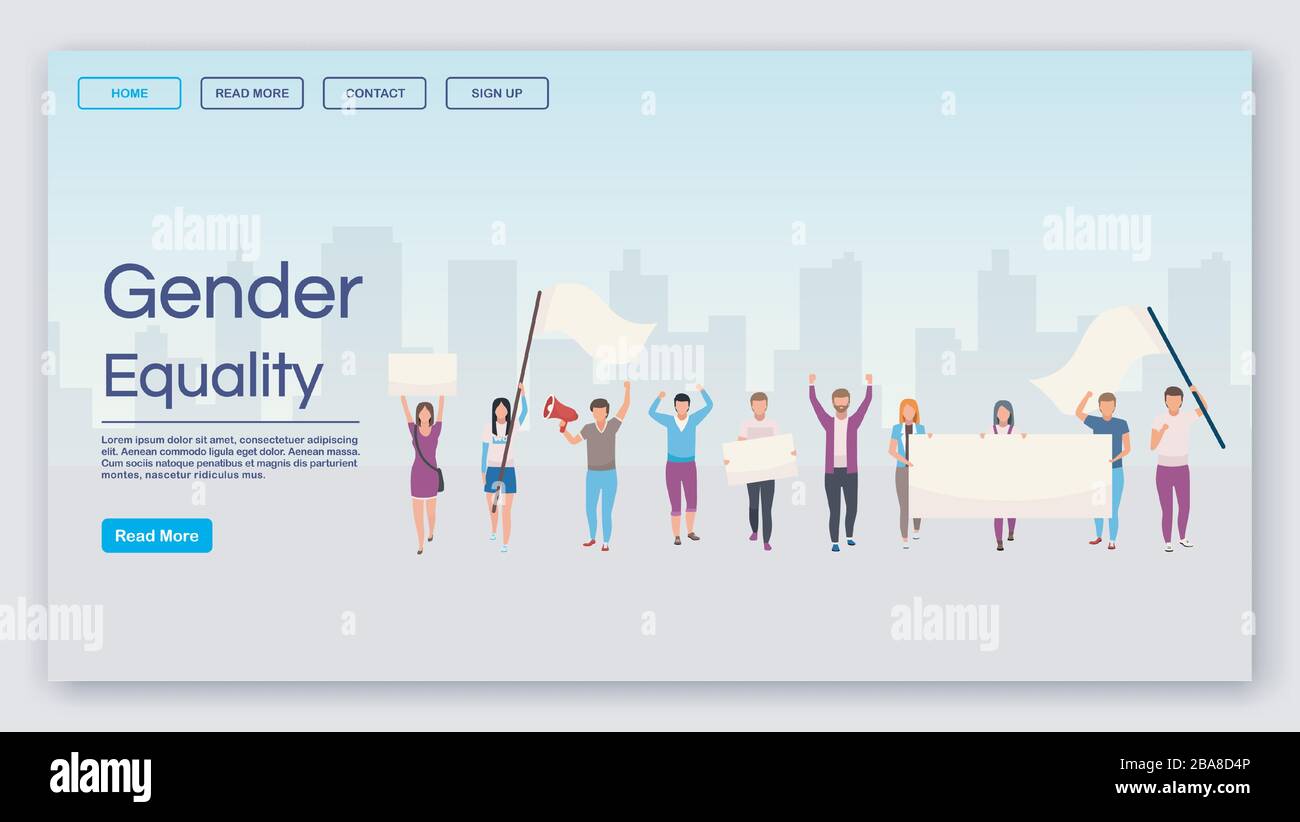 Gender equality landing page vector template. Social movement and ...