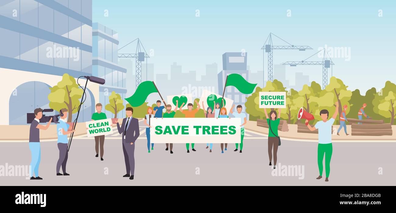 Environmental deforestation campaign Stock Vector Images - Alamy