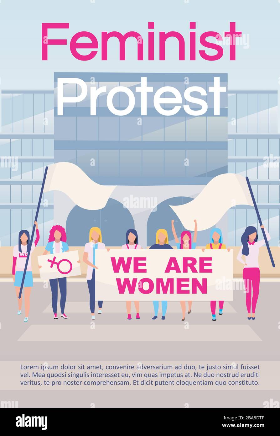 Feminist protest brochure template. Girl power, feminism social ...