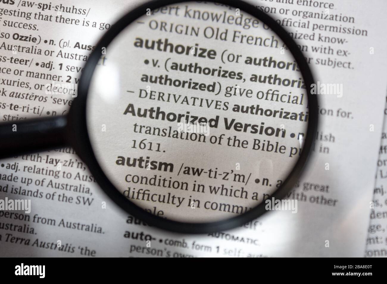 The word of phrase Authorized Version in a dictionary Stock Photo - Alamy