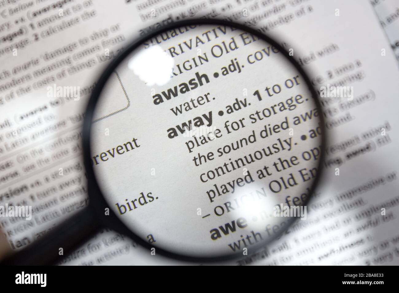 The word of phrase away in a dictionary Stock Photo - Alamy
