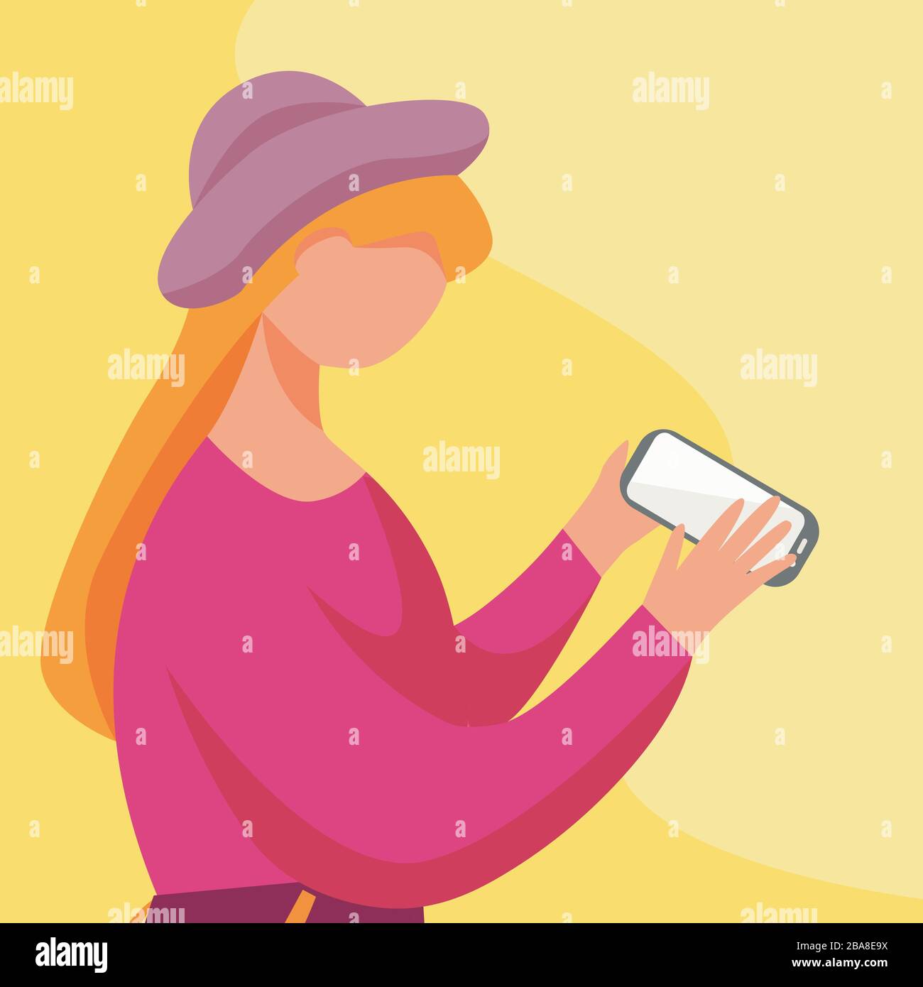 Teenage girl with smartphone flat vector illustration. Teens lifestyle ...