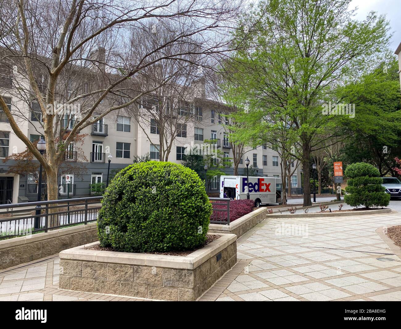 Atlanta, GA/USA-3/21/20: A Fedex truck delivering package to ...