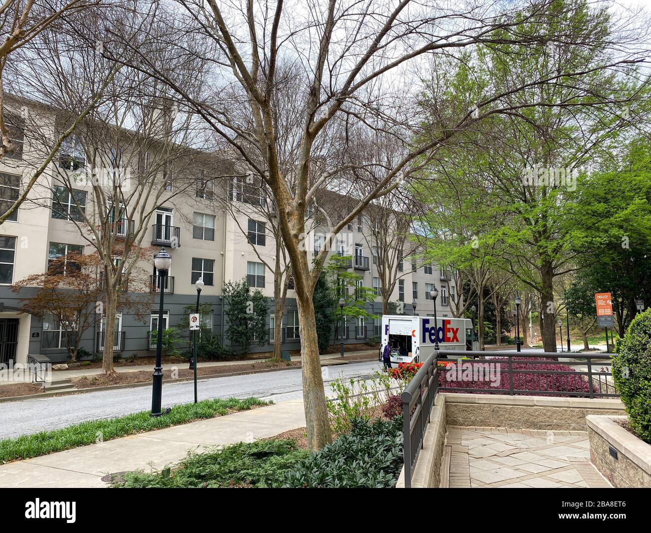 Atlanta, GA/USA-3/21/20: A Fedex truck delivering package to ...