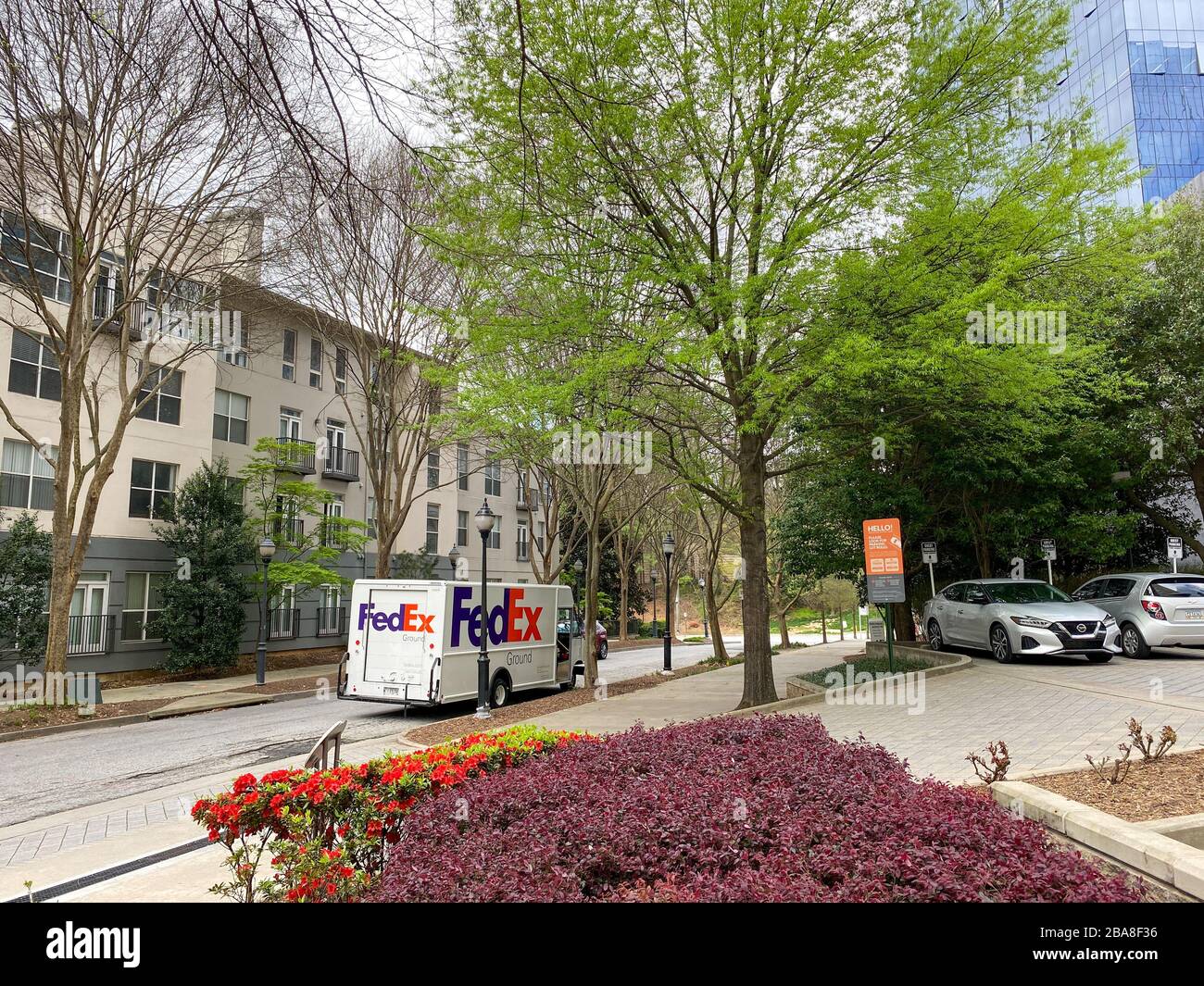 Atlanta, GA/USA-3/21/20: A Fedex truck delivering package to ...