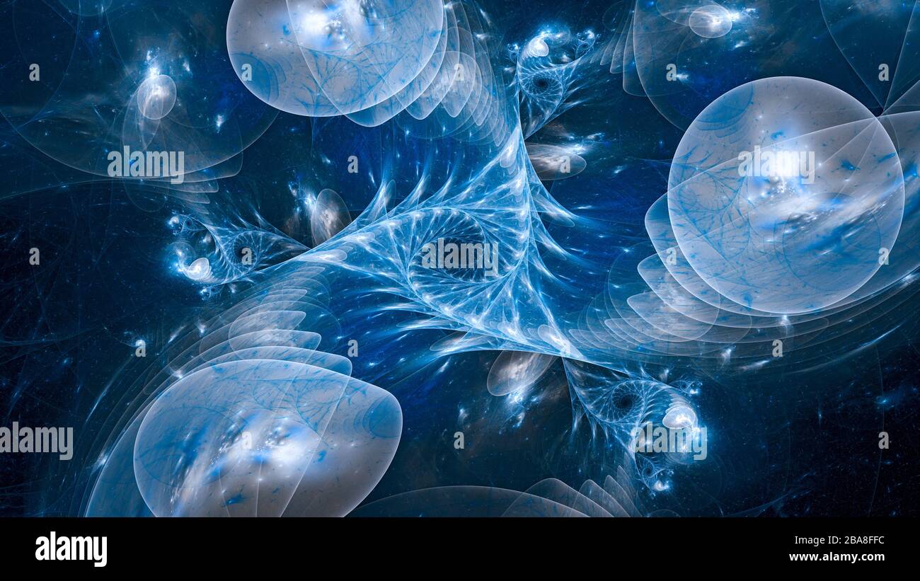 Blue glowing triangular quantum, computer generated abstract background ...