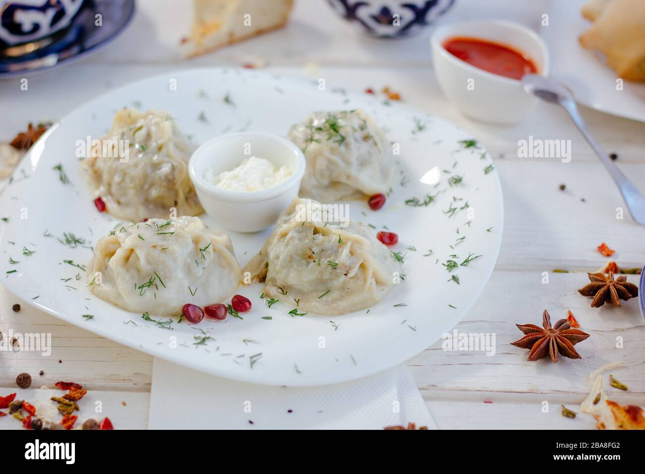 Manti or manty dumplings, popular asian dish, great image for your ...