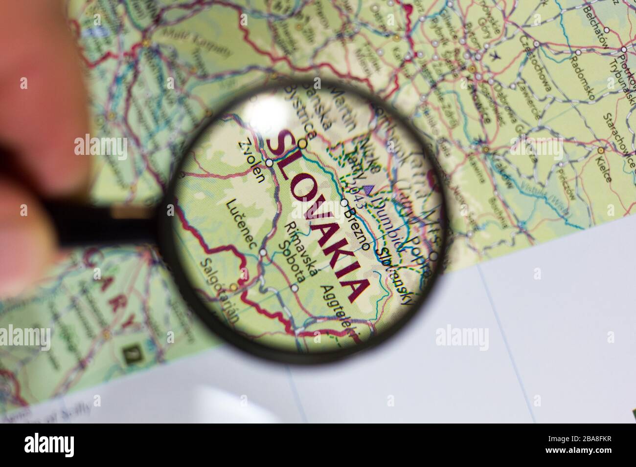 Slovakia on the map of the world or atlas Stock Photo - Alamy
