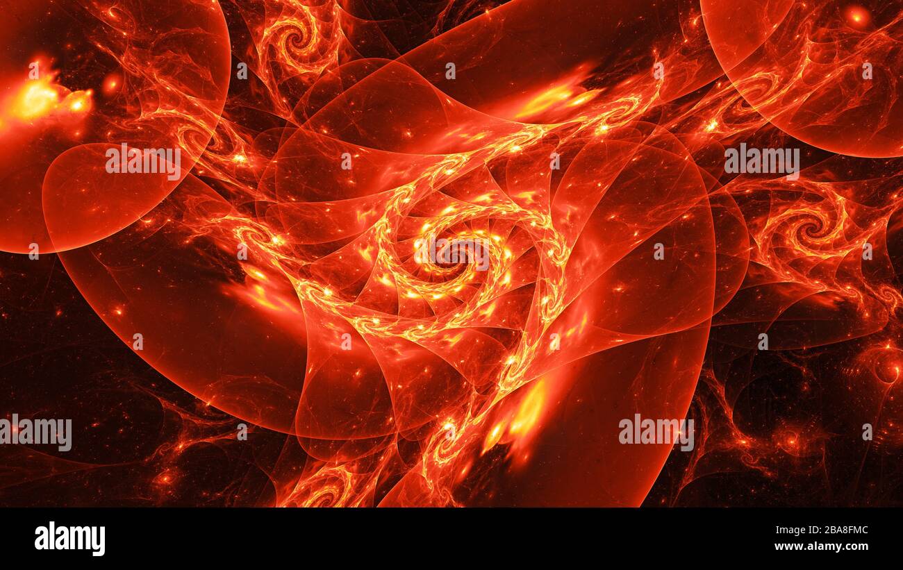 Fiery glowing spiral quantum, computer generated abstract background, 3D rendering Stock Photo ...