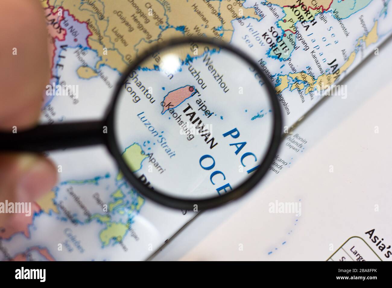 Taiwan on the map of the world or atlas Stock Photo - Alamy