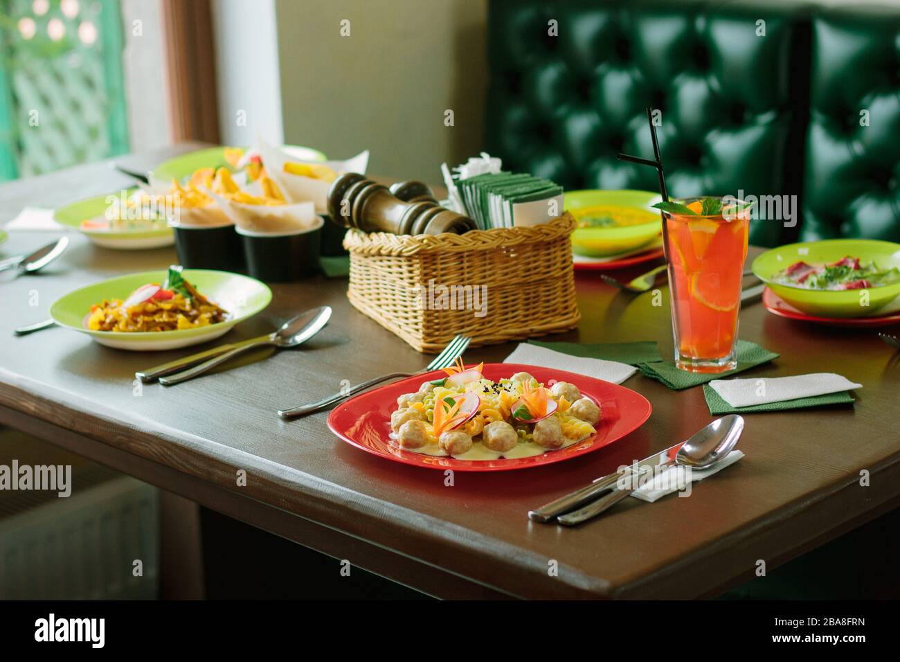 Table in a restaurant served for eating, great image for your needs ...