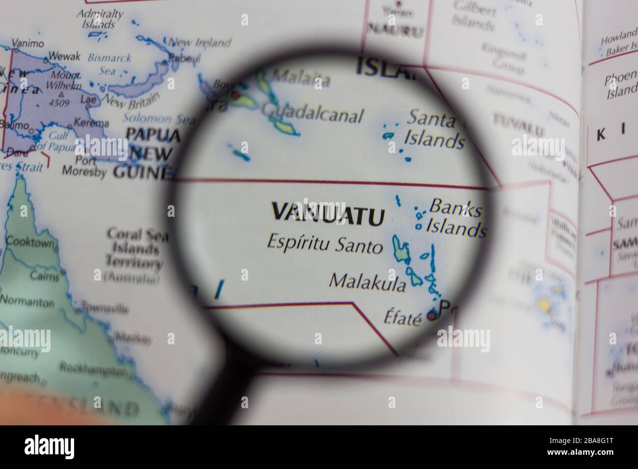 Vanuatu on the map of the world or atlas Stock Photo - Alamy
