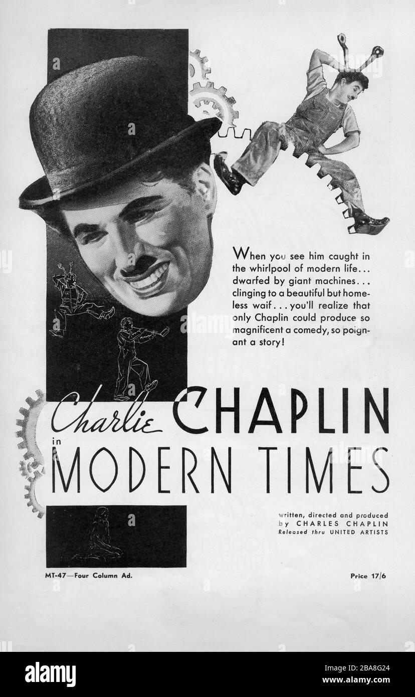 CHARLIE CHAPLIN as the Tramp in MODERN TIMES 1936 director / producer ...