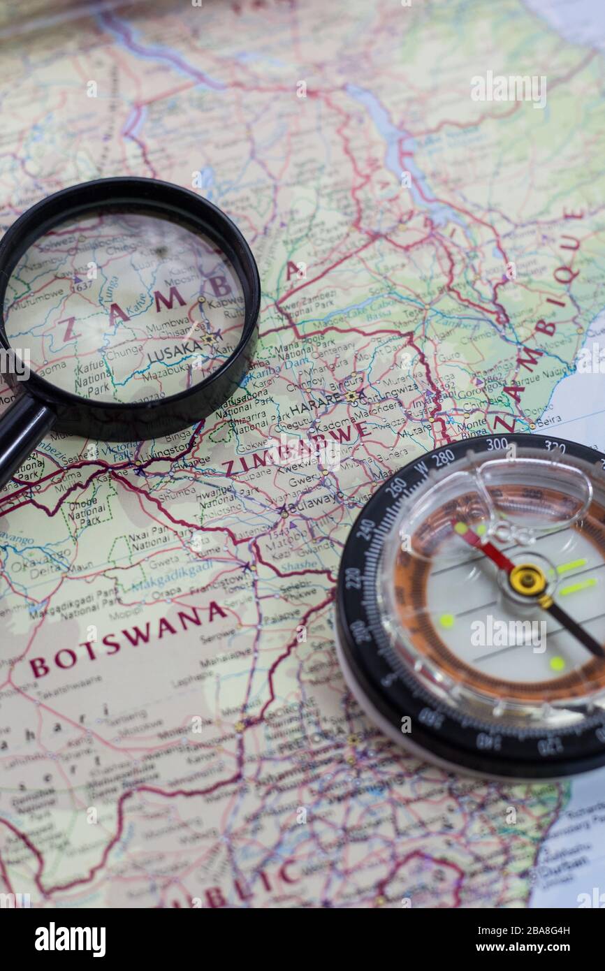 Zimbabwe on the map of the world or atlas Stock Photo - Alamy