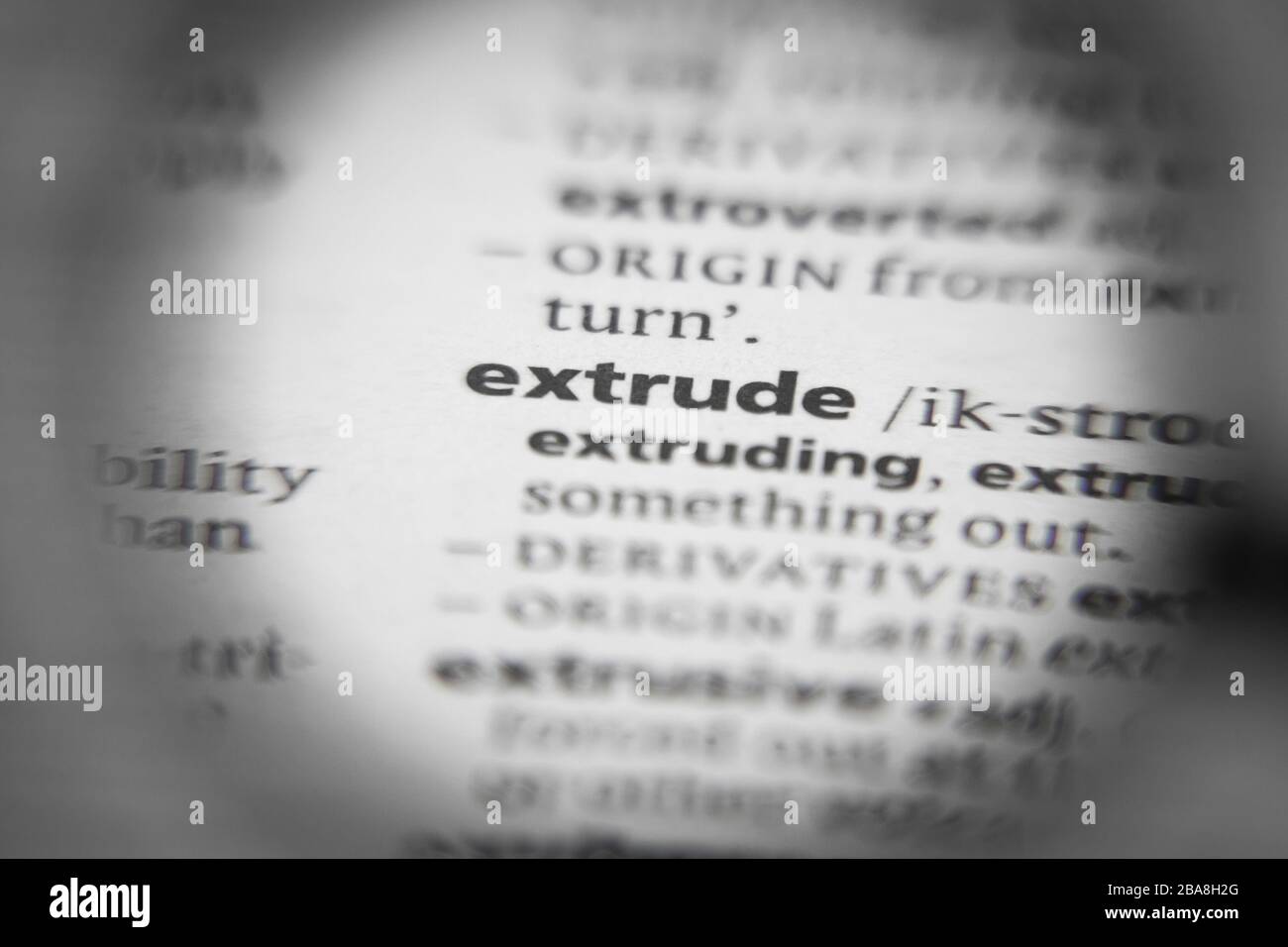 Word or phrase extrude in a dictionary. Great photo for your needs ...