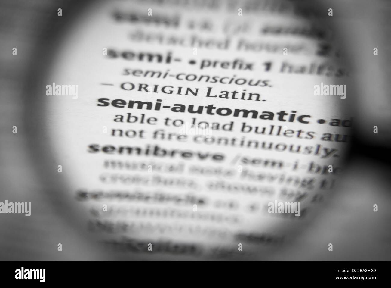 Word or phrase semi-automatic in a dictionary. Great photo for your ...